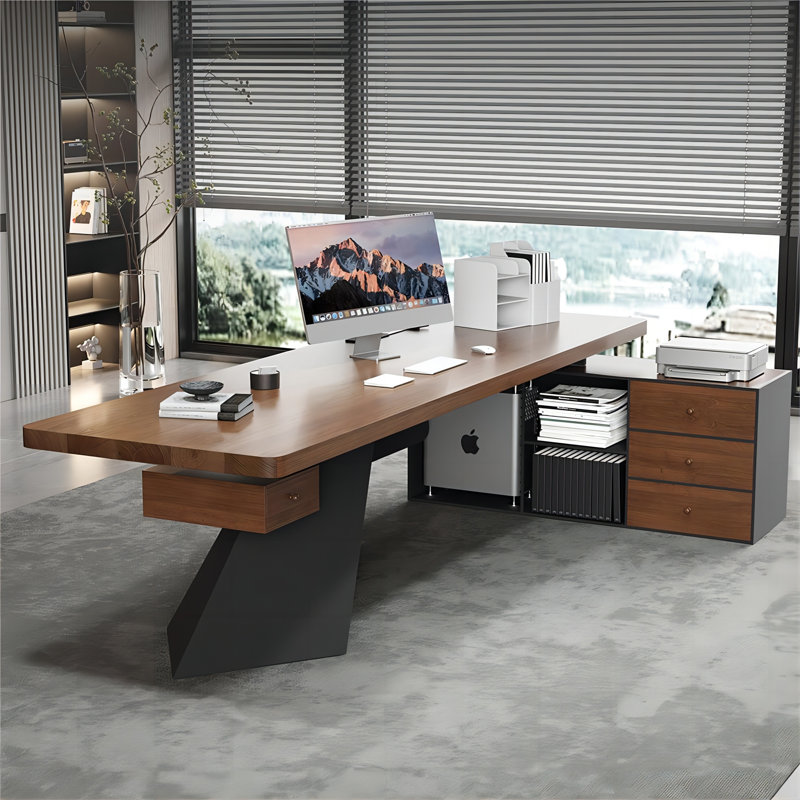 DECADANZ L shape Solid Wood Executive Desk Wayfair
